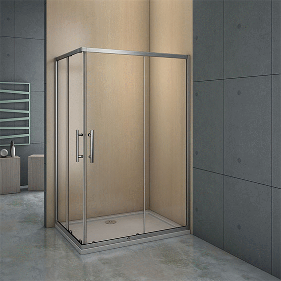 New Corner Entry Shower Enclosure Glass Screen Sliding Door Stone Tray