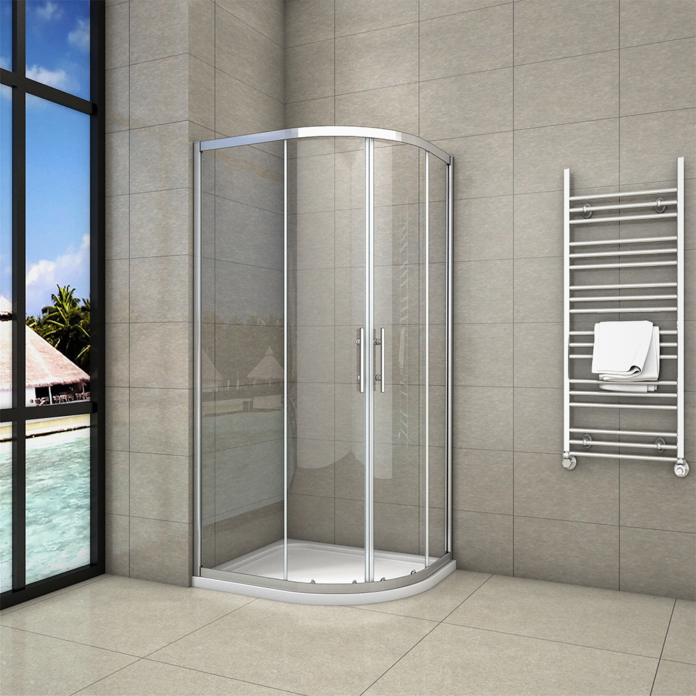 Aica Offset Quadrant Shower Enclosure and Tray Corner Cubicle Glass ...