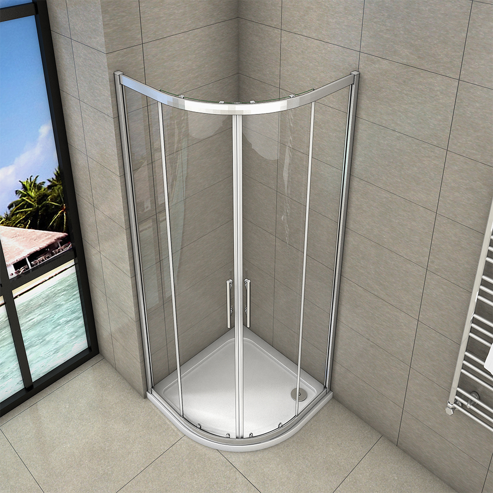 Aica Offset Quadrant Shower Enclosure and Tray Corner Cubicle Glass ...