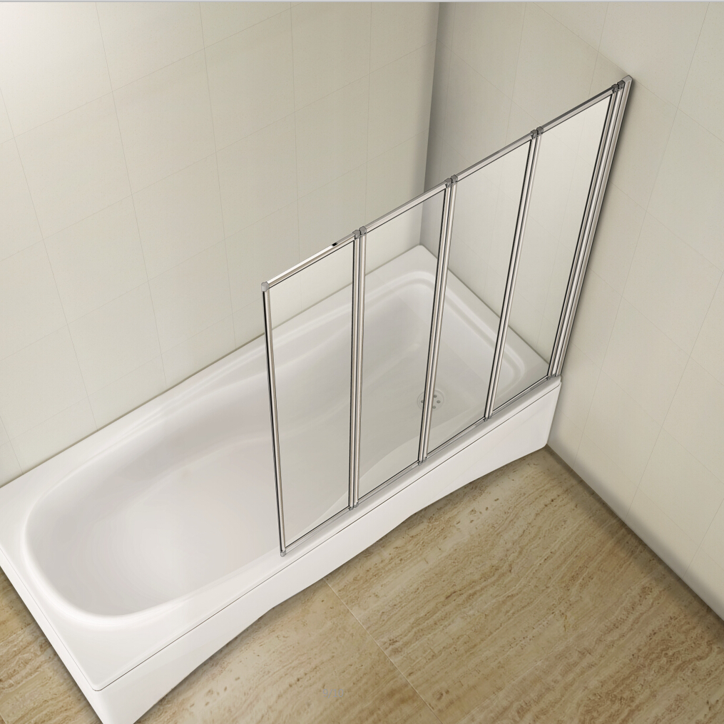 4 Fold Folding Bath Screen Shower Bathroom 4mm Glass Panel 900x1400 ...