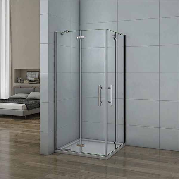 Frameless Hinge Pivot Shower Enclosure And Tray Corner Entry Glass