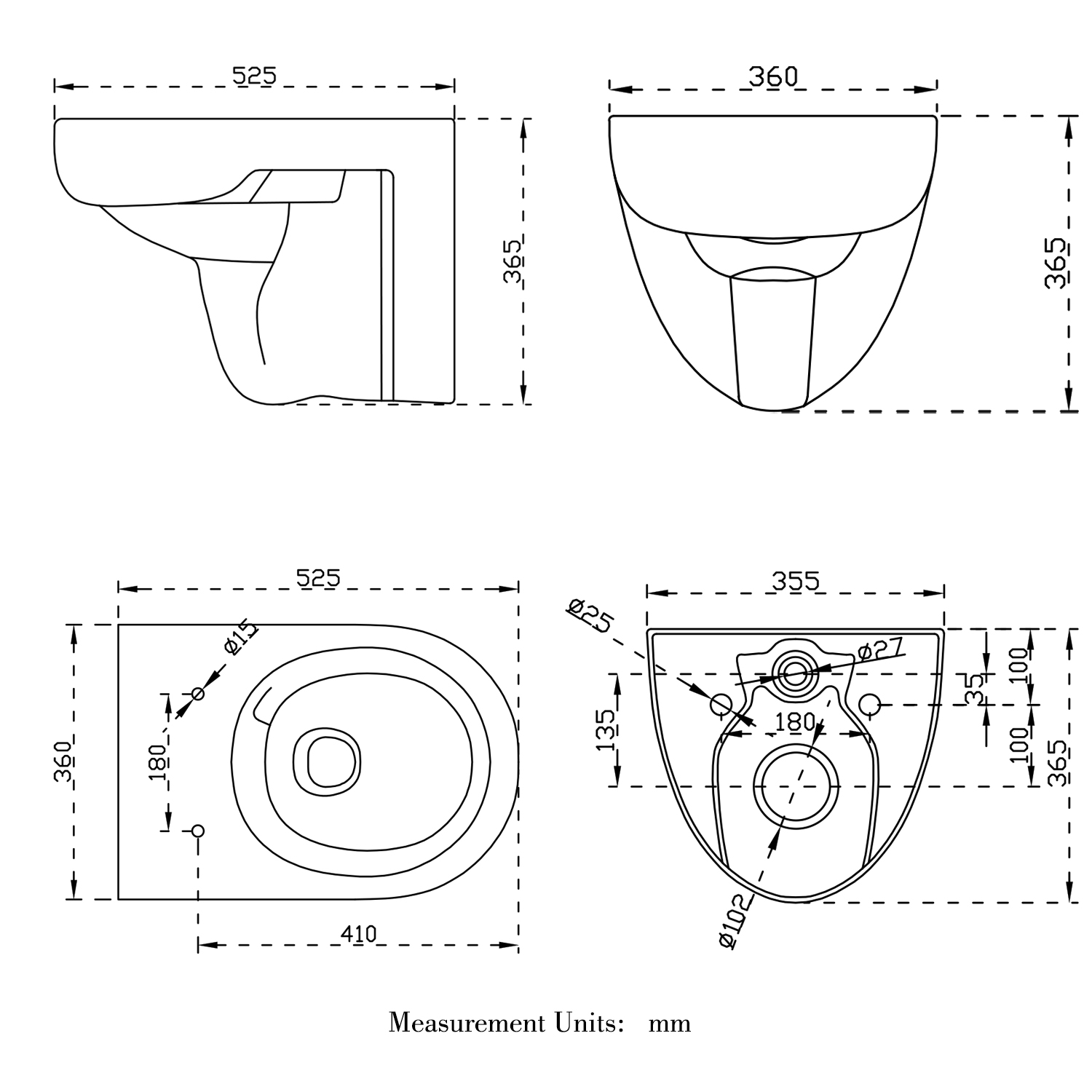 Biubiubath 1.14M Concealed Cistern Frame With Rimless Wall Hung Toilet ...
