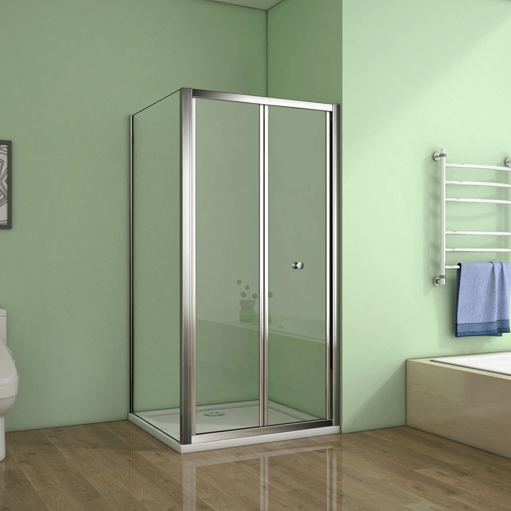 Bi fold Framed Shower Enclosure Door Glass Screen Walk In Cubicle and ...